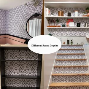 GloryTik Black Contact Paper Trellis Wallpaper White and Black Geometry Pattern Peel and Stick Wallpaper Self-Adhesive Removable Wallpaper White Modern for Cabinet Drawer Lining Wall Decor 17.7"X118"