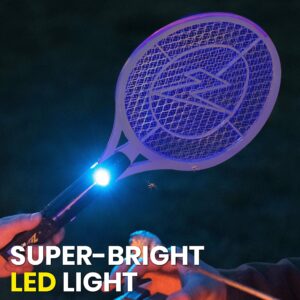 ZAP IT! Bug Zapper Rechargeable Electric Fly Swatter Racket, 4,000 Volt, USB Charging Cable