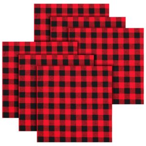 6 pieces christmas buffalo plaid fabric 20 x 20 inch christmas fat quarters fabric red black fabric precut fabric square sewing patchwork for christmas diy sewing quilting