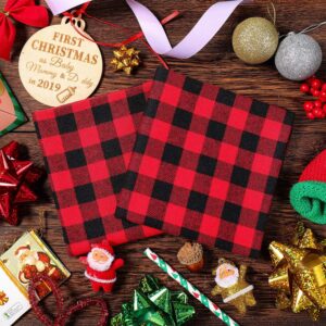 6 Pieces Christmas Buffalo Plaid Fabric 20 x 20 Inch Christmas Fat Quarters Fabric Red Black Fabric Precut Fabric Square Sewing Patchwork for Christmas DIY Sewing Quilting