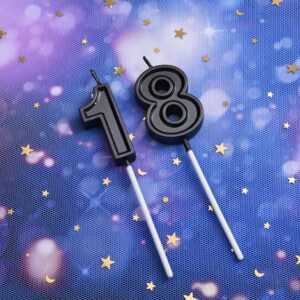 18th Birthday Candles Cake Numeral Candles Happy Birthday Cake Candles Topper Decoration for Birthday Party Wedding Anniversary Celebration Supplies (Black)