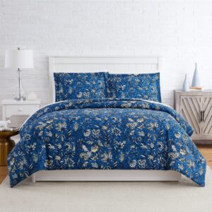 Southshore Fine Living, Inc. Blooming Blossom Collection - Premium Quality, Soft, Wrinkle, Fade, & Stain Resistant, Easy Care, Oversized Duvet Cover Set, Full/Queen, Blue