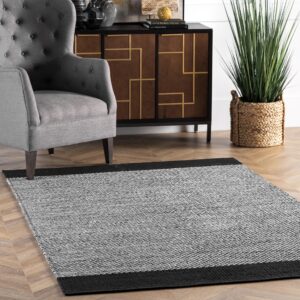 nuloom noura simple cotton flatweave area rug, 8x10, black