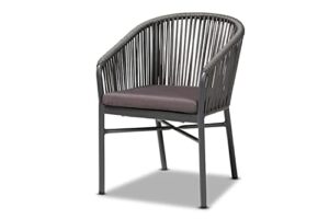 baxton studio marcus modern and contemporary grey finished rope and metal outdoor dining chair