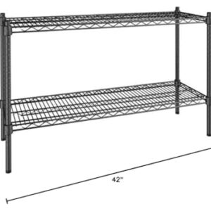 Pro&Family 14"(inch.) x 42"(inch.) NSF Certified Black Epoxy 2-Shelf Kit with 27"(inch.) Posts. Kitchen Storage, Cabinet Shelf Organizer. Perfect for Home, Commercial, Garage