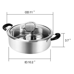 Shabu Hot Pot Stainless Steel,Chinese Induction Shabu Pot with Divider for Kitchen Cooker, Gas Stove