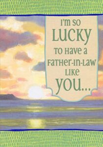 designer greetings i'm so lucky sunrise with green borders birthday card for father-in-law