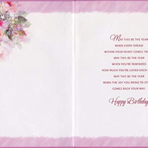 Designer Greetings Pink Flowers in Glass Vase: All Good Things Birthday Card for Daughter-in-Law