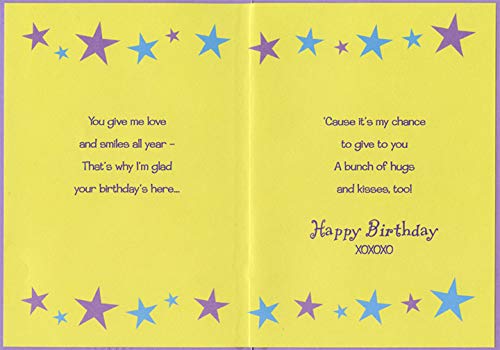 Designer Greetings Bear Holding Blue Present Juvenile Birthday Card for Great-Grandma from Kids : Child : Children/Children