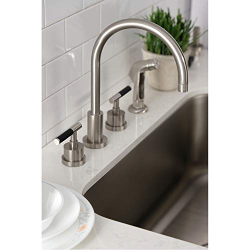 Kingston Brass KS8728CKL Kaiser Widespread Kitchen Faucet with Plastic Sprayer, Brushed Nickel