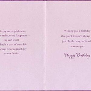 Designer Greetings Pink Flowers Against Wooden Fence Birthday Card for Great-Granddaughter