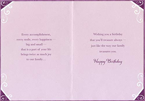 Designer Greetings Pink Flowers Against Wooden Fence Birthday Card for Great-Granddaughter