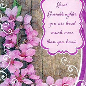 Designer Greetings Pink Flowers Against Wooden Fence Birthday Card for Great-Granddaughter