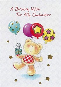 designer greetings bear with 4 balloons juvenile birthday card for godmother