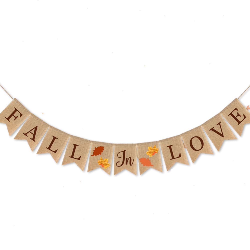 SWYOUN Burlap Fall in Love Banner Fall Autumn Wedding Supplies Engagement Bridal Shower Garland Decoration