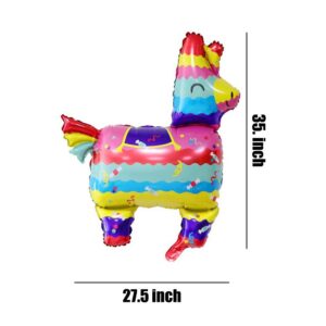 HORUIUS Mexico Taco Balloons Llama Balloons Cactus Balloons Jumbo Mylar Foil Balloons Birthday Baby Shower Decor Supplies Mexican Fiesta Theme Party Decorations 5PCS