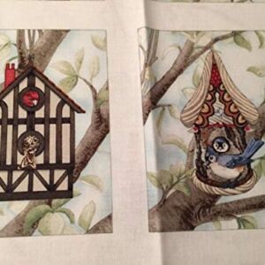 Alina Natetkova - Fabric Birdhouses Birds 12 (Squares 4 1/2" x 6") 1 Panel 22" x 22" Elizabeth