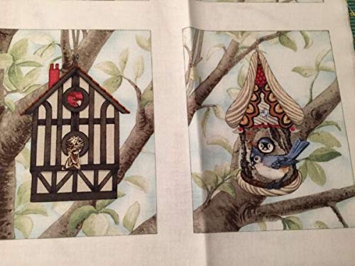 Alina Natetkova - Fabric Birdhouses Birds 12 (Squares 4 1/2" x 6") 1 Panel 22" x 22" Elizabeth