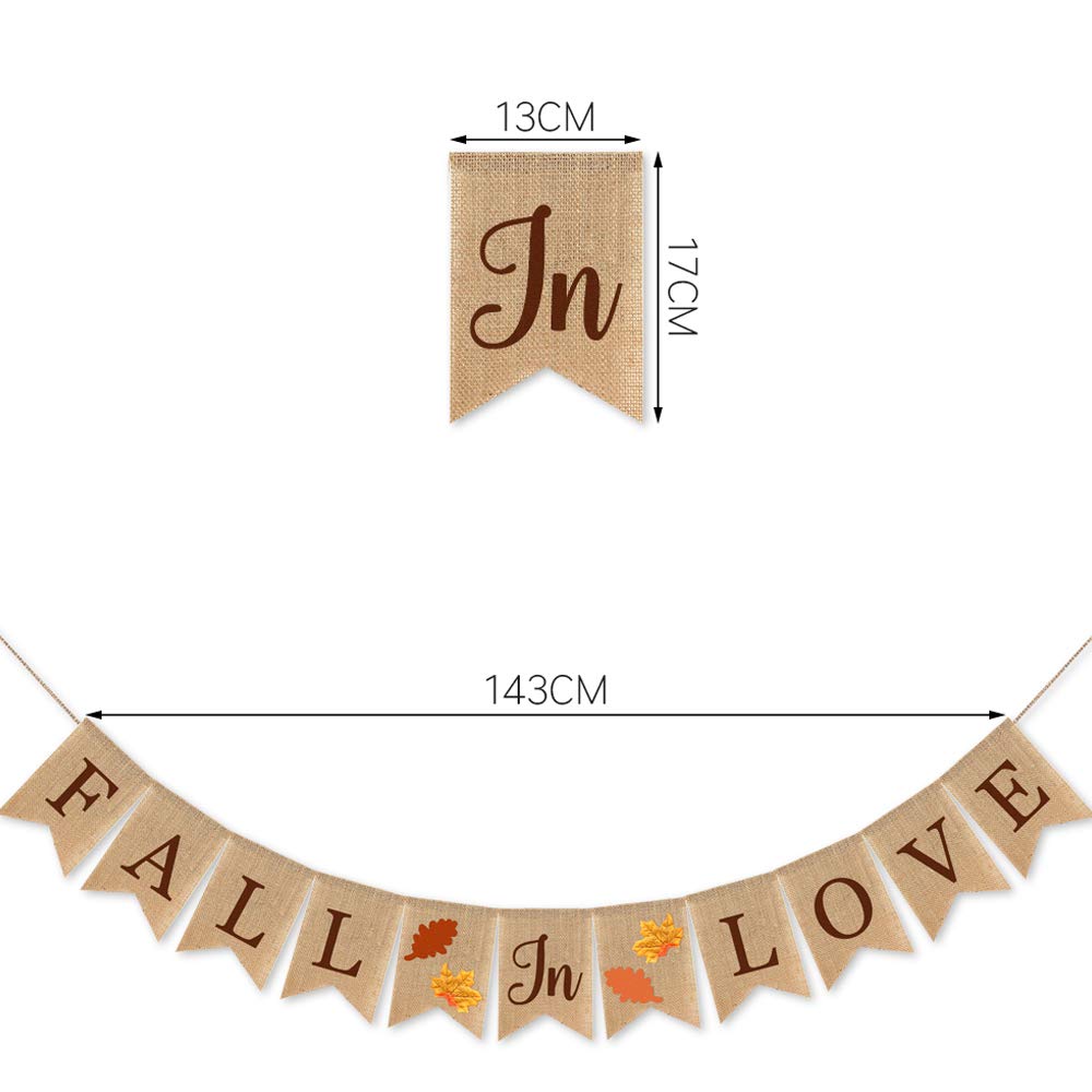 SWYOUN Burlap Fall in Love Banner Fall Autumn Wedding Supplies Engagement Bridal Shower Garland Decoration