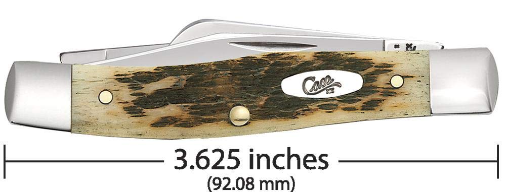 CASE KNIVES: Amber Bone Peach Seed Jig Chrome Vanadium Medium Stockman - Model #: 00079