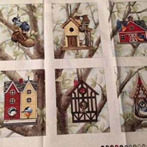 Alina Natetkova - Fabric Birdhouses Birds 12 (Squares 4 1/2" x 6") 1 Panel 22" x 22" Elizabeth