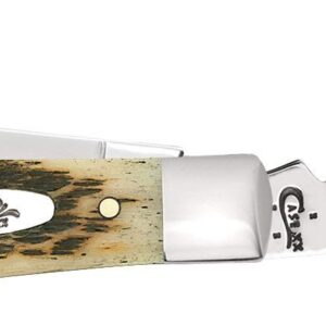 CASE KNIVES: Amber Bone Peach Seed Jig Chrome Vanadium Medium Stockman - Model #: 00079