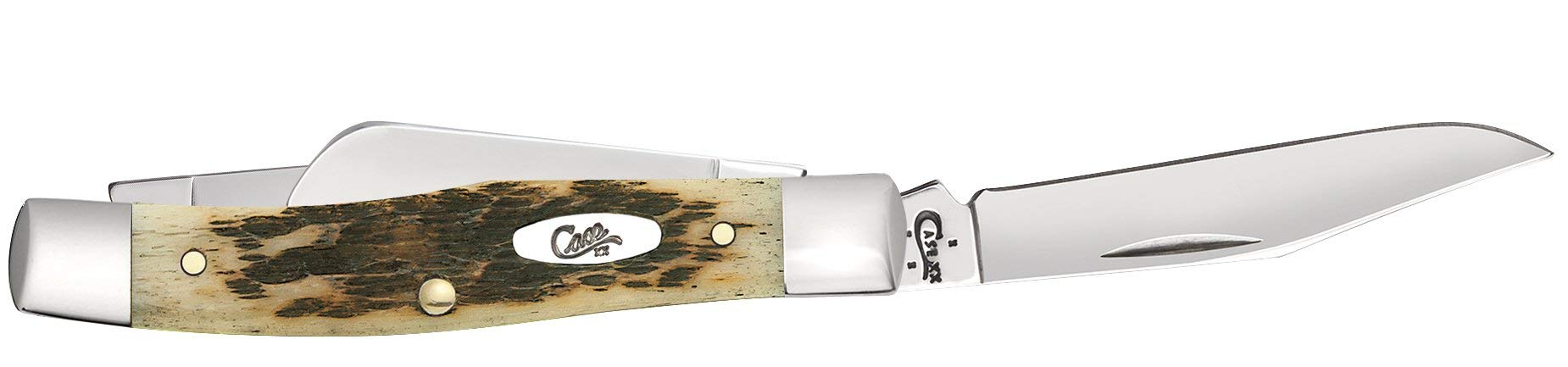 CASE KNIVES: Amber Bone Peach Seed Jig Chrome Vanadium Medium Stockman - Model #: 00079