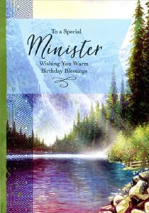 designer greetings stream in mountain valley birthday card for minister