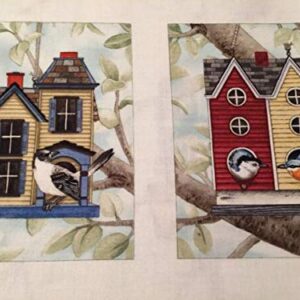 Alina Natetkova - Fabric Birdhouses Birds 12 (Squares 4 1/2" x 6") 1 Panel 22" x 22" Elizabeth