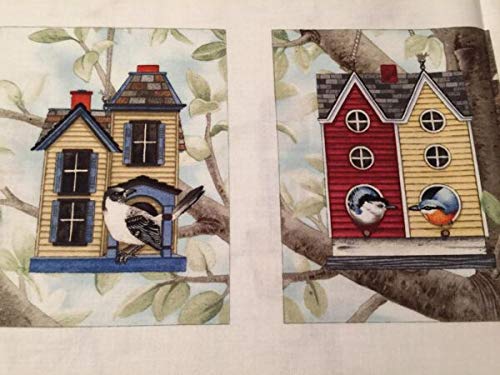 Alina Natetkova - Fabric Birdhouses Birds 12 (Squares 4 1/2" x 6") 1 Panel 22" x 22" Elizabeth