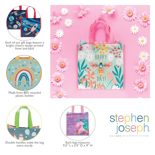 Stephen Joseph, Medium Recycled Gift Bag with Handles, Kids,Reusable Birthday Party ,Shopping Bag