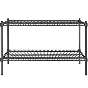 Pro&Family 14"(inch.) x 42"(inch.) NSF Certified Black Epoxy 2-Shelf Kit with 27"(inch.) Posts. Kitchen Storage, Cabinet Shelf Organizer. Perfect for Home, Commercial, Garage