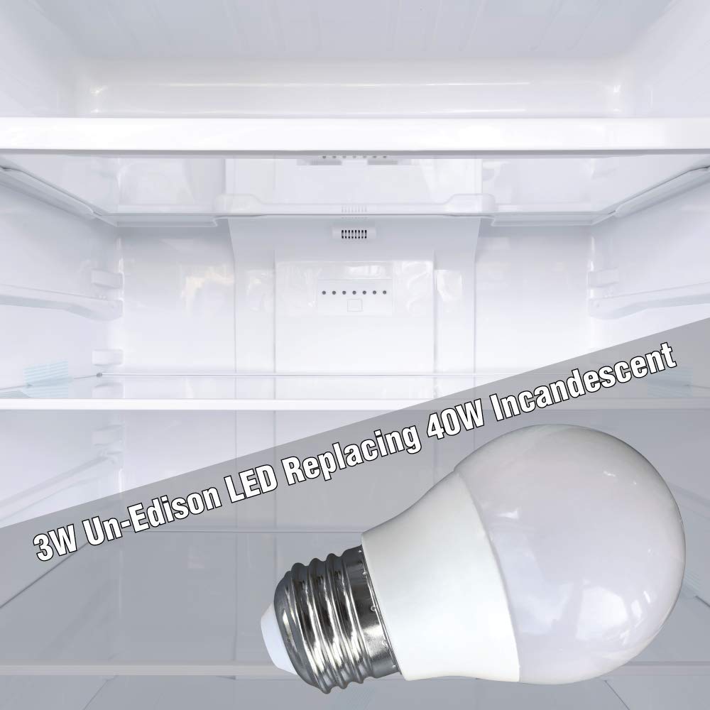 Miracle LED Un-Edison 3-Watt Cool Light for Maytag Refrigerators, 40W Equivalent, 120V E26 Cool White 6000K, A15 Energy Saving Appliance Bulbs (601586)