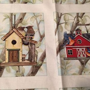 Alina Natetkova - Fabric Birdhouses Birds 12 (Squares 4 1/2" x 6") 1 Panel 22" x 22" Elizabeth