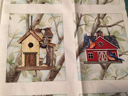 Alina Natetkova - Fabric Birdhouses Birds 12 (Squares 4 1/2" x 6") 1 Panel 22" x 22" Elizabeth