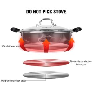 Shabu Hot Pot Stainless Steel,Chinese Induction Shabu Pot with Divider for Kitchen Cooker, Gas Stove