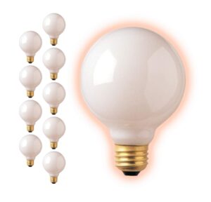 goodbulb 25-watt frosted g25 light bulbs | incandescent restaurant bulb | e26 medium base | 2700k warm white 175 lumens | restaurant light bulbs | pack of 10 bulbs