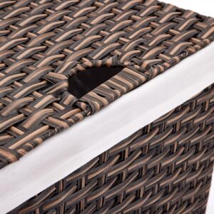 Seville Classics Premium Handwoven Portable Laundry Bin Basket with Carrying Handles, Household Storage for Clothes, Linens, Sheets, Mocha Brown, Rectangular Hamper