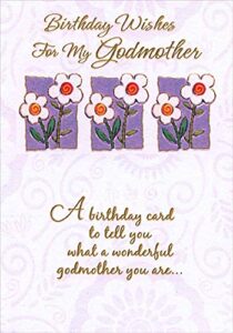 designer greetings 3 purple frames and 6 white flowers birthday card for godmother