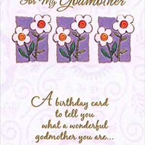 Designer Greetings 3 Purple Frames and 6 White Flowers Birthday Card for Godmother