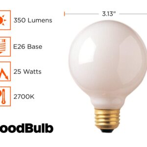 GoodBulb 25-Watt Frosted G25 Light Bulbs | Incandescent Restaurant Bulb | E26 Medium Base | 2700K Warm White 175 Lumens | Restaurant Light Bulbs | Pack of 10 Bulbs