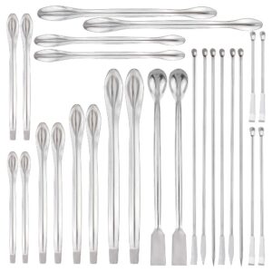 olycraft 26pcs stainless steel lab measuring spatula set, micro lab scoop/spoon mixing spatula for gel cap filler, capsule filler,laboratory sampling equipment