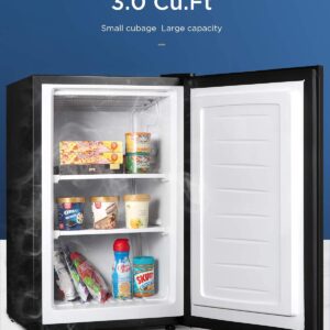 ADT Mini Freezer for Compact Space Small Freezer (Black, 3.0 Cubic Feet)