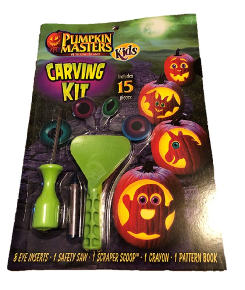 Pumpkin Masters Kids15 Pc Halloween Jack o Lantern Carving Kit includes 4 Kid Friendly Patterns