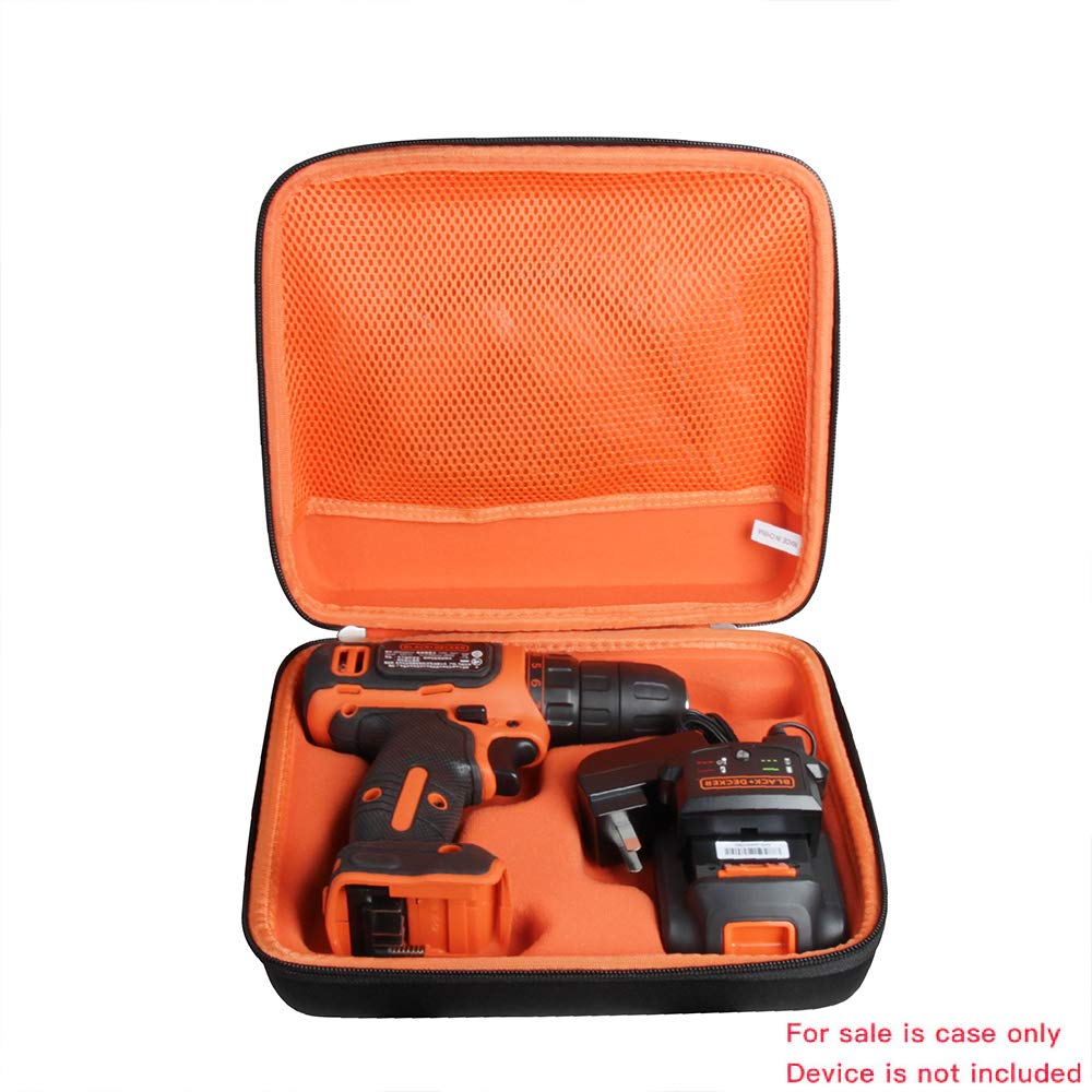 Hermitshell Hard Travel Case for BLACK+DECKER 20V MAX Cordless Drill/Driver with 30-Piece Accessories (LD120VA) (Black+Orange)