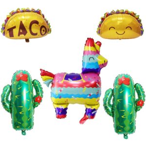 horuius mexico taco balloons llama balloons cactus balloons jumbo mylar foil balloons birthday baby shower decor supplies mexican fiesta theme party decorations 5pcs