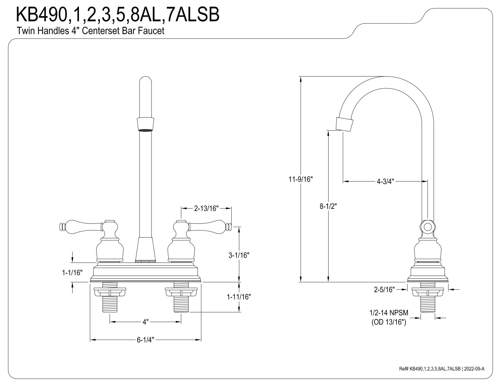 Kingston Brass KB497ALSB Victorian Bar Faucet, Brushed Brass