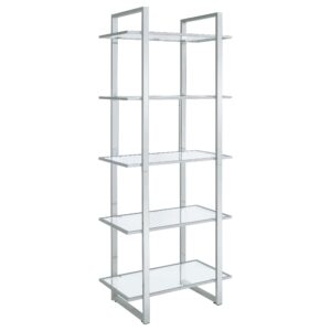 coaster home furnishings hartford glass shelf bookcase chrome