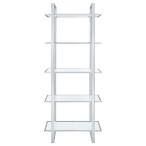 Coaster Home Furnishings Hartford Glass Shelf Bookcase Chrome