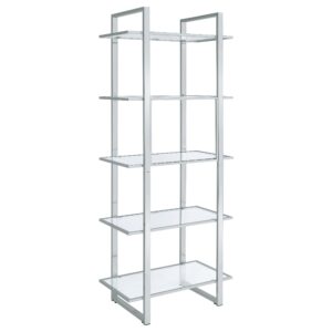 Coaster Home Furnishings Hartford Glass Shelf Bookcase Chrome